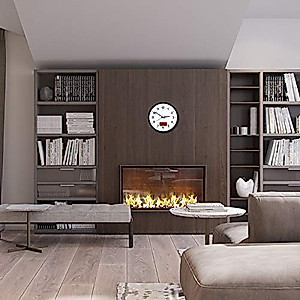 KWANWA 14 Inch Wall Clock with 1.34 inch LED Digital Time/Temperature Display, Battery Powered