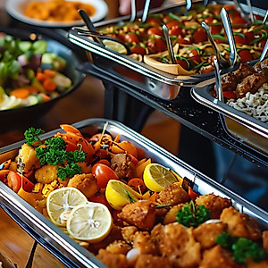 4 Pack Hotel Pans, 1/1 Full Size 4’ Deep Steam Table Pan with Lid, 21" L x 13" W Commercial Stainless Steel Pan Food Containers, Catering Supplies Buffet Display