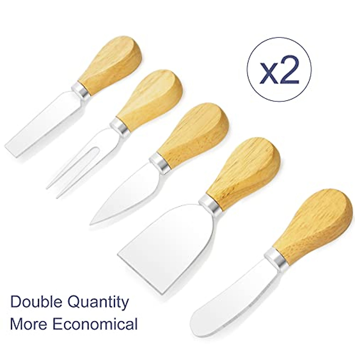 10Pcs Cheese Knives, Premium Cheese Knife Set for Charcuterie Board, Mini Steel Stainless Cheese Knife, Cheese Spreader, Cheese Fork with Wooden Handle for Charcuterie Knife Set