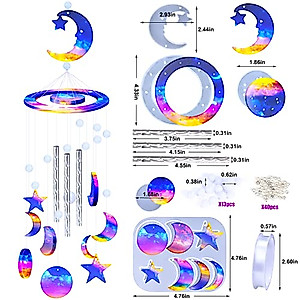 Mity rain Resin Mold, 62pcs Wind Chimes Resin Molds Silicone Kit Bundle Moon Design for Resin Casting, Jewelry Resin Casting Molds Wind Bell Epoxy Molds for Home Decor