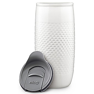 Ello Mesa Double-Wall Ceramic Travel Mug with Slider Lid, Grey, 12-ounce (355 ml)