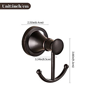 WOLIBEER Bronze Towel Hook, Bathroom Double Hook Oil Rubbed Robe Hook Wall Mount Shower Hand Towel Hanger Farmhouse Coat Hooks Stainless Steel Bath Accessories