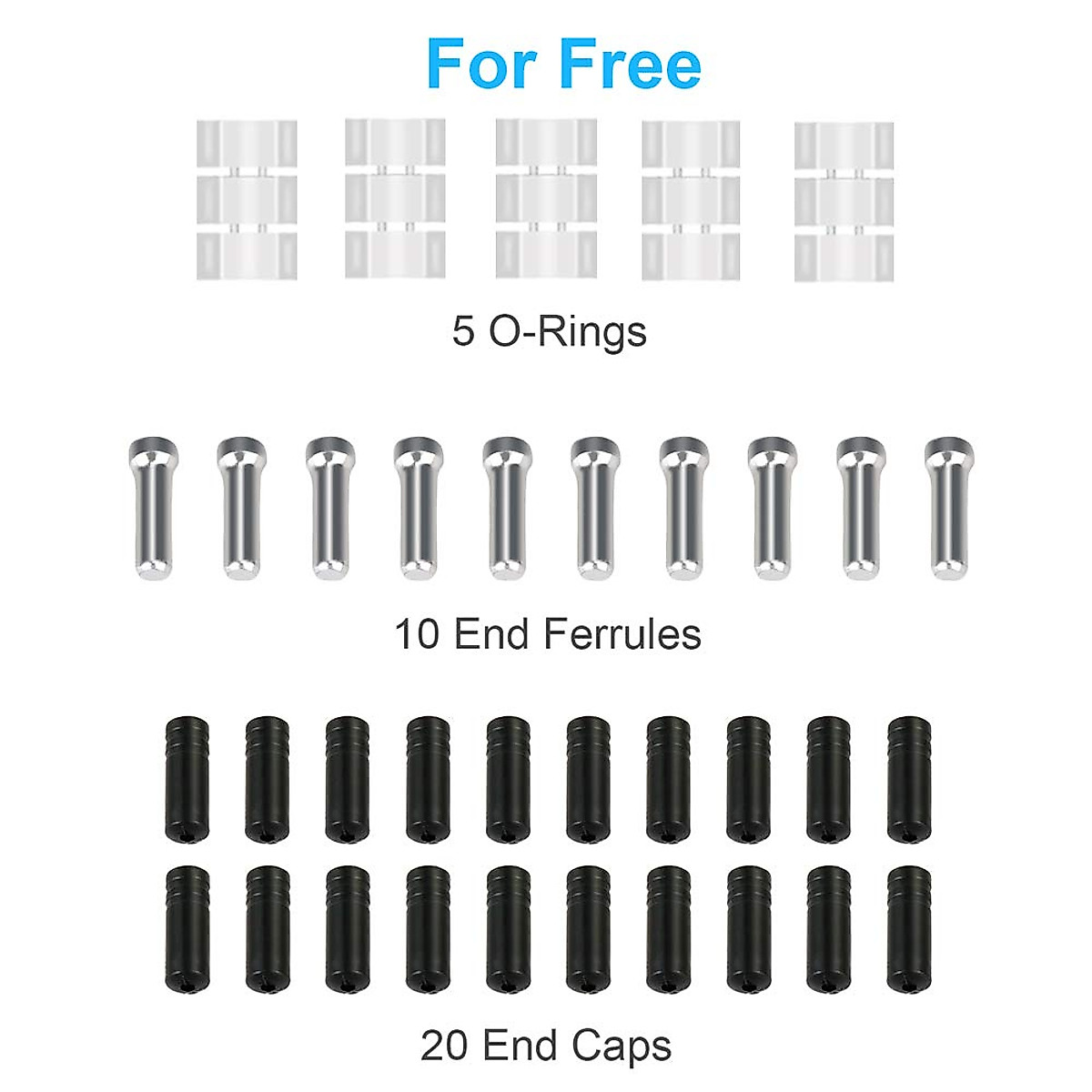 Hapleby 10PCS Premium Bike Shift Cable, Professional Bicycle Shift Wire Kit for Mountain and Road Bicycle, for Free 5 O-Rings, 10 End Ferrules and 20 End Caps