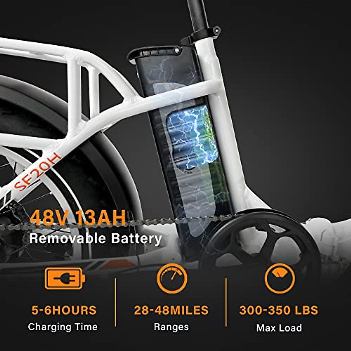 vtuvia Electric Bike for Adults, 20" x 4.0 Fat Tire Step-Thru Folding Electric Bicycles, 750w Motor 48v 13Ah Removable Lithium Battery 28MPH Shimano 7-Speed Gear Ebikes, Beach Travel Bike Electric