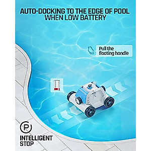 (2023 New) FIILPOW Cordless Robotic Pool Cleaner, Automatic Pool Vacuum with Dual-Suction, Auto-Docking, 90 Mins Runtime, Lightweight, Rechargeable, IPX8 Waterproof, for Pools Up to 800 Sq.ft, Blue