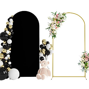 Wokceer Arch Backdrop Stand and 7.2FT Wedding Arch Cover Bundle for Wedding Ceremony Birthday Party Black