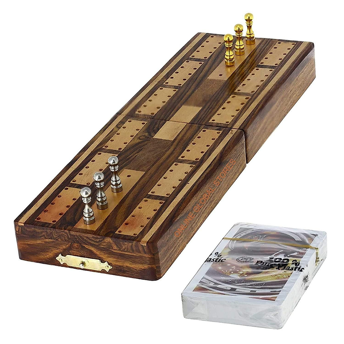 Indian Glance Cribbage Board Game With Storage Unique Metal Pegs And Playing Cards Game Gift Set Box