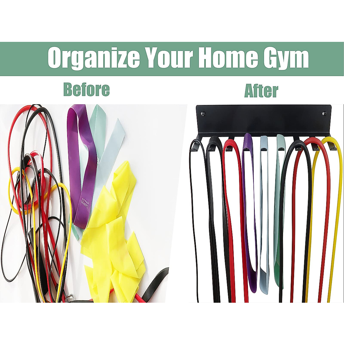 Multi-Purpose Storage Rack Resistance Bands Rack Gym Storage Rack Fitness Bands Rack Heavy Duty Rack for Resistance Bands, Straps, Jump Ropes, Foam Rollers, Chains, Weight Belts, Tools (S)