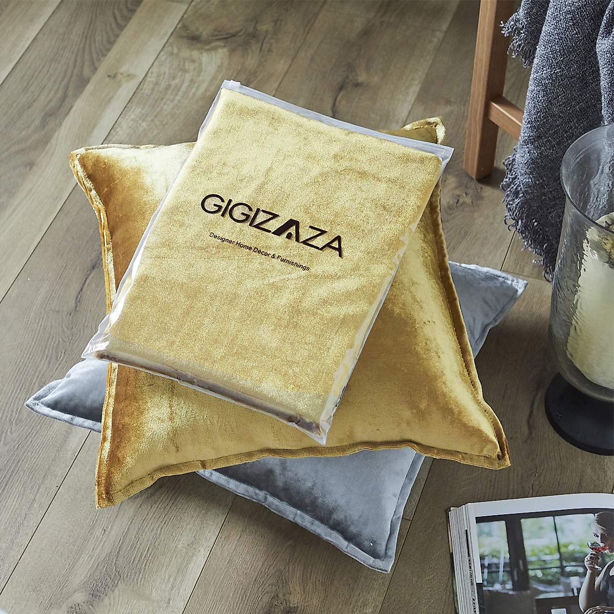 GIGIZAZA Gold Velvet Decorative Lumbar Throw Pillow Covers 12x20 Oblong Couch Sofa Pillow Covers Pack of 2