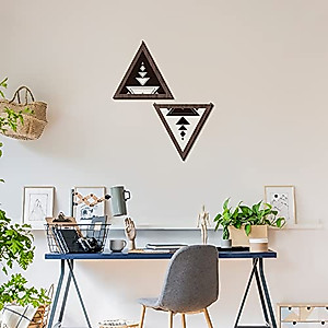 3 Pieces Wooden Aztec Sign Wall Art Farmhouse Home Wall Decor Wood Geometric Wall Hanging for Bedroom Living Room, Boho Wall Art Prints on Wood (Triangle Style)