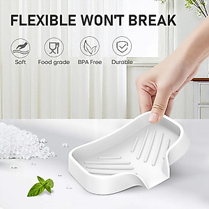 Silicone Soap Dish,4 Pcs Thickened Great High-Purity Silicone Soap Holder,Self Draining Soap Dish Soap Tray Bathroom Soap Dish Bar Soap Holder for Shower-Gray,White