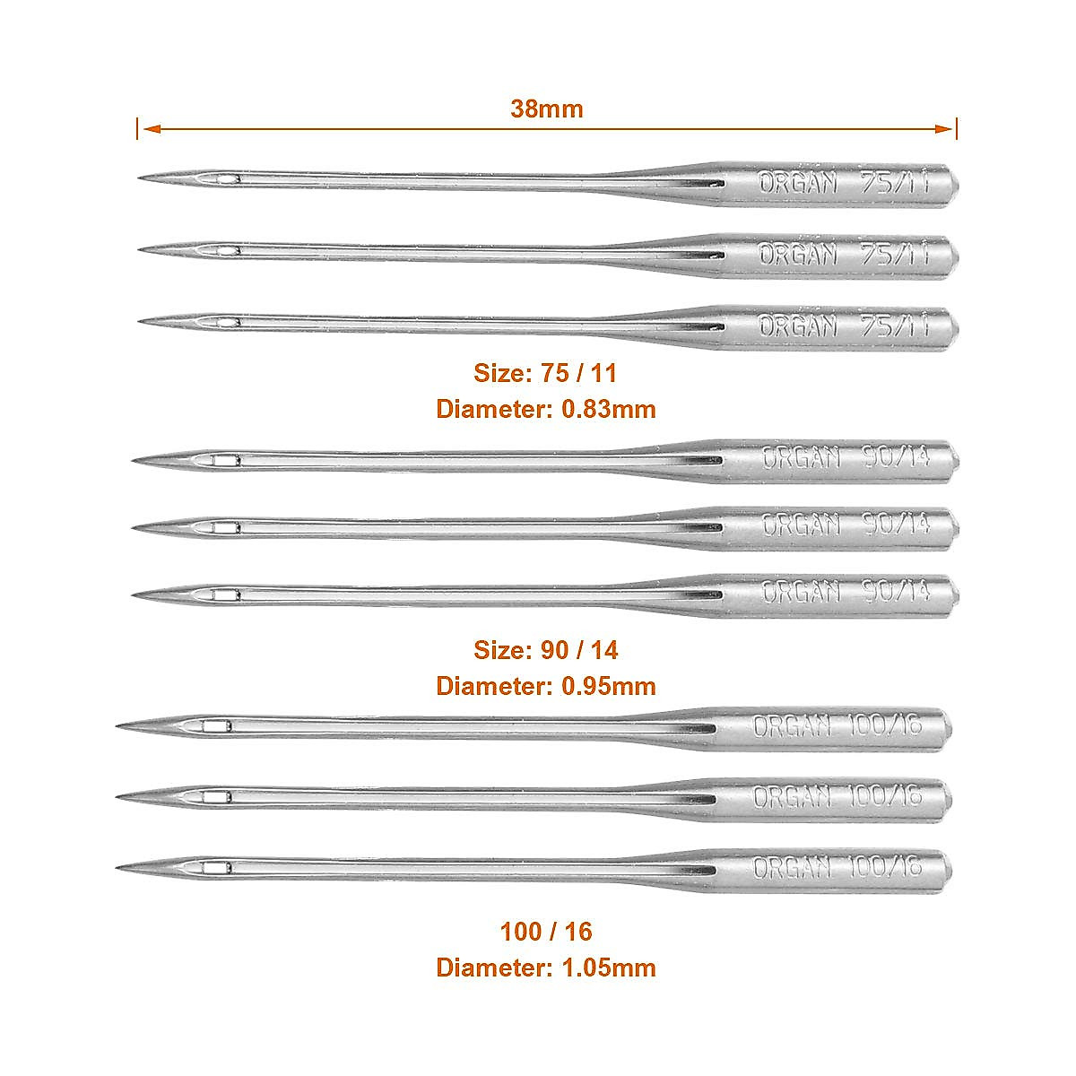 40 Pcs Embroidery Sewing Machine Needles Size 75/11 90/14 100/16 HAx1 Sewing Needles by STARVAST for Brother Singer Sewing Machine (4 Pack of 10 Needles)