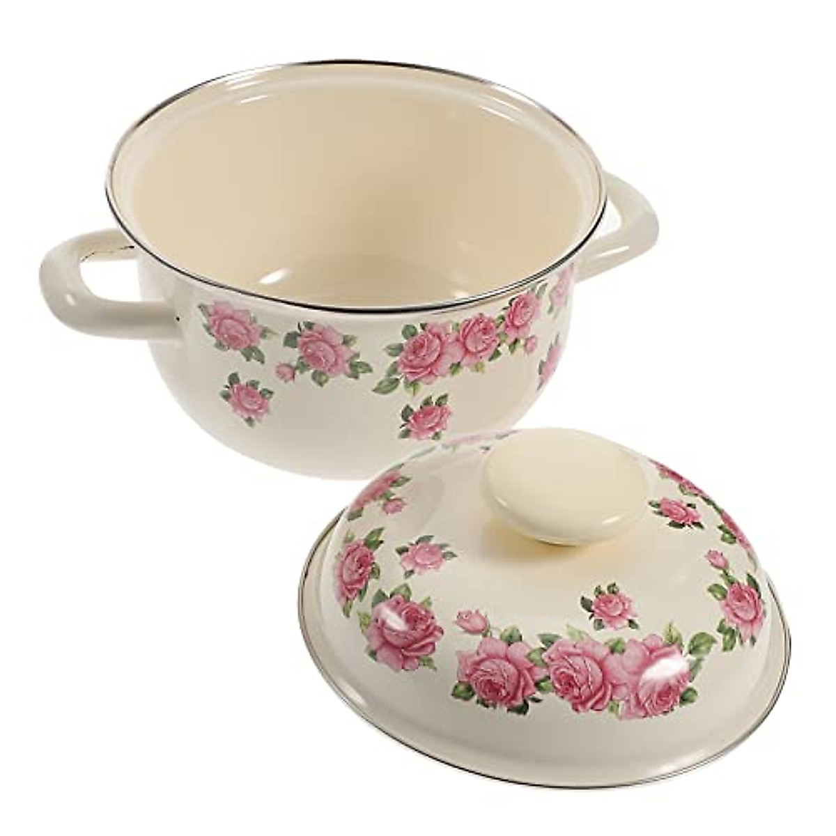 DOITOOL 1pc Amphora Enamel Pot Casserole Dish with Lid Korean Grill Pan Stovetop Grill Pan Candle Melting Pot Ramen Pot Ceramic Stew Pot Soup Stew Pot Home Soup Pot Kitchen Supplies Food