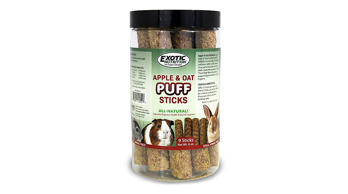 Apple & Oat Puff Sticks for Small Pets | Healthy & High Fiber Treats