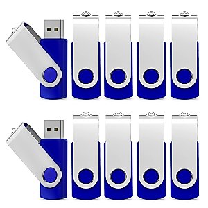 20 Pack 2GB Flash Drive Bulk USB Memory Stick Thumb Drive Bulk Swivel Design Blue