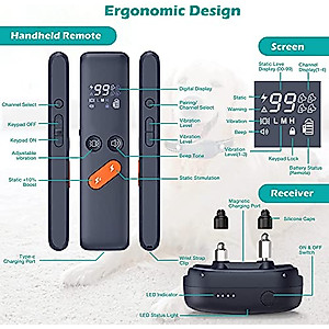 Dog Shock Collar, Electric Dog Training Collar with Remote 2680FT, IPX7 Waterproof Bark Vibrating Dog Collar with 4 Training Modes, Rechargeable E-Collar for All Breeds, Sizes