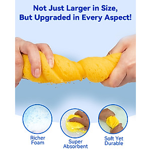 Temede Car Wash Sponge, Car Cleaning Large Sponges, All Purpose Sponges for Cleaning, Easy Grip Thick Foam Scrubber, Giant Bone Sponge for Kitchen, Bathroom, Household Clean