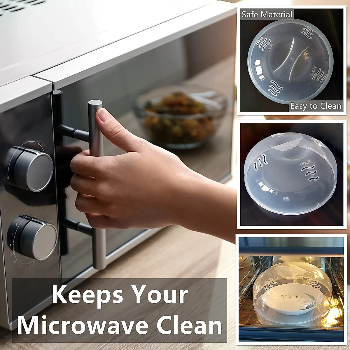 Microwave Splatter Cover for Food Large Microwave Plate Food Cover With Easy Grip Handle Anti-Splatter Lid With Enlarge Perforated Steam Vents,11.5 Inch,BPA Free & Dishwasher Safe