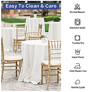 GFCC 48 Inch Round Tablecloth - Round Polyester Tablecloth Round Table Cover Table Cloth for Event Wedding Birthday Party Banquet Restaurant, White