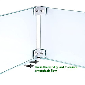 GasSaf Fire Pit Glass Wind Guard Square 17.5 x 17.5, Fire Pit Wind Guard for 12" Square Drop-in Fire Pit Burner Pan, Wind Guard for Fire Pit Table 28-32 Inch, Tempered Glass Firepit Table Shield