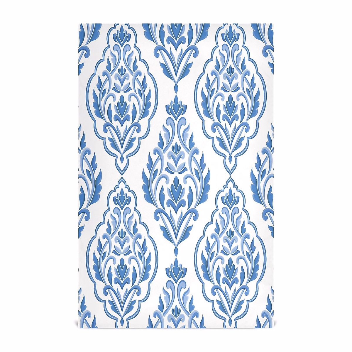 Kigai Blue White Damask Pattern Kitchen Towels, 18 x 28 Inch Super Soft and Absorbent Dish Cloths for Washing Dishes, 4 Pack Reusable Multi-Purpose Microfiber Hand Towels for Kitchen