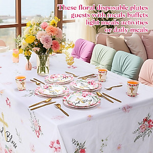 Yungyan 194 Pcs Baptism Plates and Napkins Tablecloth Cups Baptism Decorations Cross Disposable Holy Communion Set for Wedding Newborn Religious First Holy Communion Party Supplies