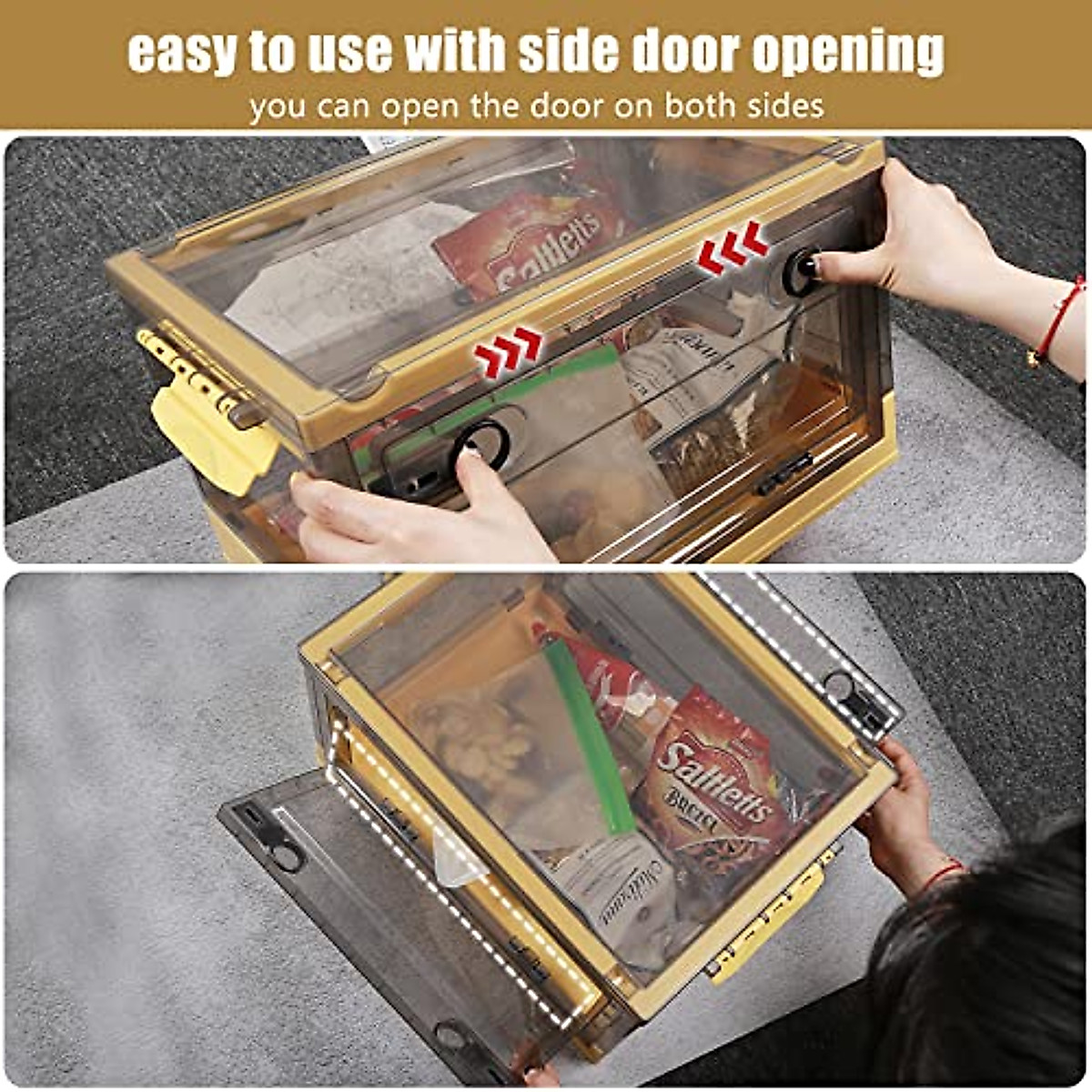 Loobuu Foldable Plastic Storage Boxes with Latching Lids & wheels, Clear Storage Bins for Home & Office Organization, Stackable Collapsible Organizer Container for Groceries, Toys, Books, Snacks Storage Case - 26L