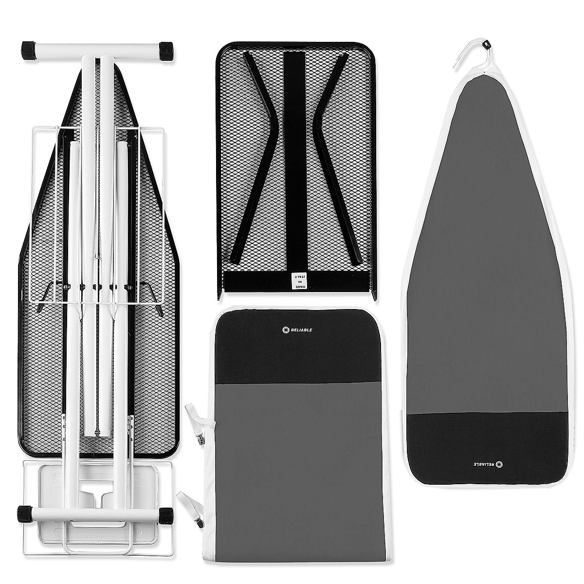 Reliable 320LB Home Ironing Board - Made in Italy 2-in-1 Home Ironing Table with Large 55 Inch Pressing Surface (Extended), Iron Board Made with Heavy-Duty Tube Frame Construction, Strong Iron Rest