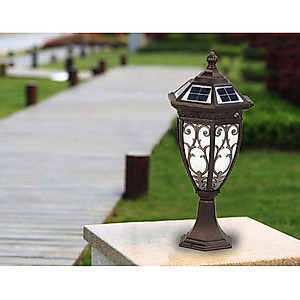 XIAOXY 50cm Solar LED Column Headlight European Outdoor Waterproof Rustproof Wall Garden Light Garden Villa Home Street Lights Aluminum Glass Corrosion Resistant Fence Deck Lights