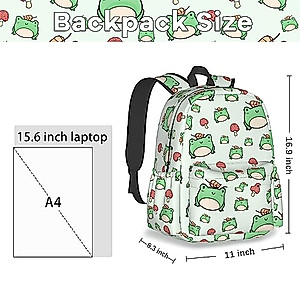 PARN Cute Frog Backpack For Women Men, 16.9 Inch Cute Frog Laptop Backpack College Bag Cute Travel Backpack