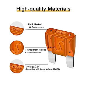 10pcs 40AMP Maxi Fuses - 40A 32V Automotive Blade Fuse for Auto, Car, Rv, Boat, Truck