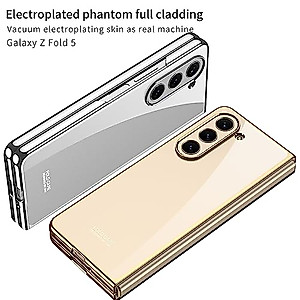 SHIEID Samsung Galaxy Z Fold5 Case, Galaxy Fold 5 Case Slim Hard Case, [Phantom + Electroplated Shell] Lens Protection Cover for Samsung Galaxy Z Fold 5, Transparent