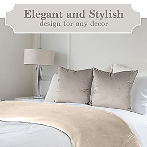 The Connecticut Home Company Throw Blanket, Soft Plush Reversible Velvet and Sherpa, King 108x90, Warm Thick Throws for Bed, Comfy Washable Bedding Accent Blankets for Sofa Couch Chair, Cream