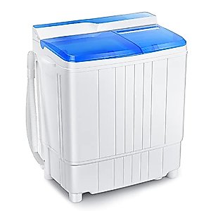 Giantex Portable Washing Machine, Twin Tub Washer and Dryer Combo, 13lbs Compact Mini Laundry Clothes Washer, Built-in Drain Pump, Semi-Automatic Wash and Spin Cycle for Apartment Dorm Camping RV