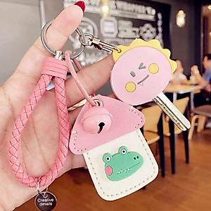 CheeseandU 6Pack Cute Daisy Flower Carrot Silicone Key Cover PVC Rubber Lovely Cat Paw Pink Dinosaur Key Cap Keychain Key Holder Key Ring Women Bag Phone Charm Accessory Friends Kids Gift