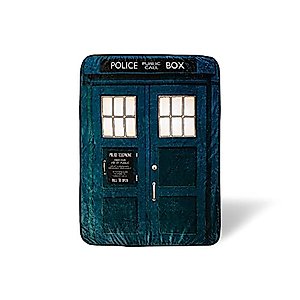 Surreal Entertainment Doctor Who TARDIS Oversized Plush Throw Blanket | Cozy Sherpa Cover For Sofa, Bed | Super Soft Fleece Blanket | Official BBC One Collectible | 45 x 60 Inches, Blue, One Size