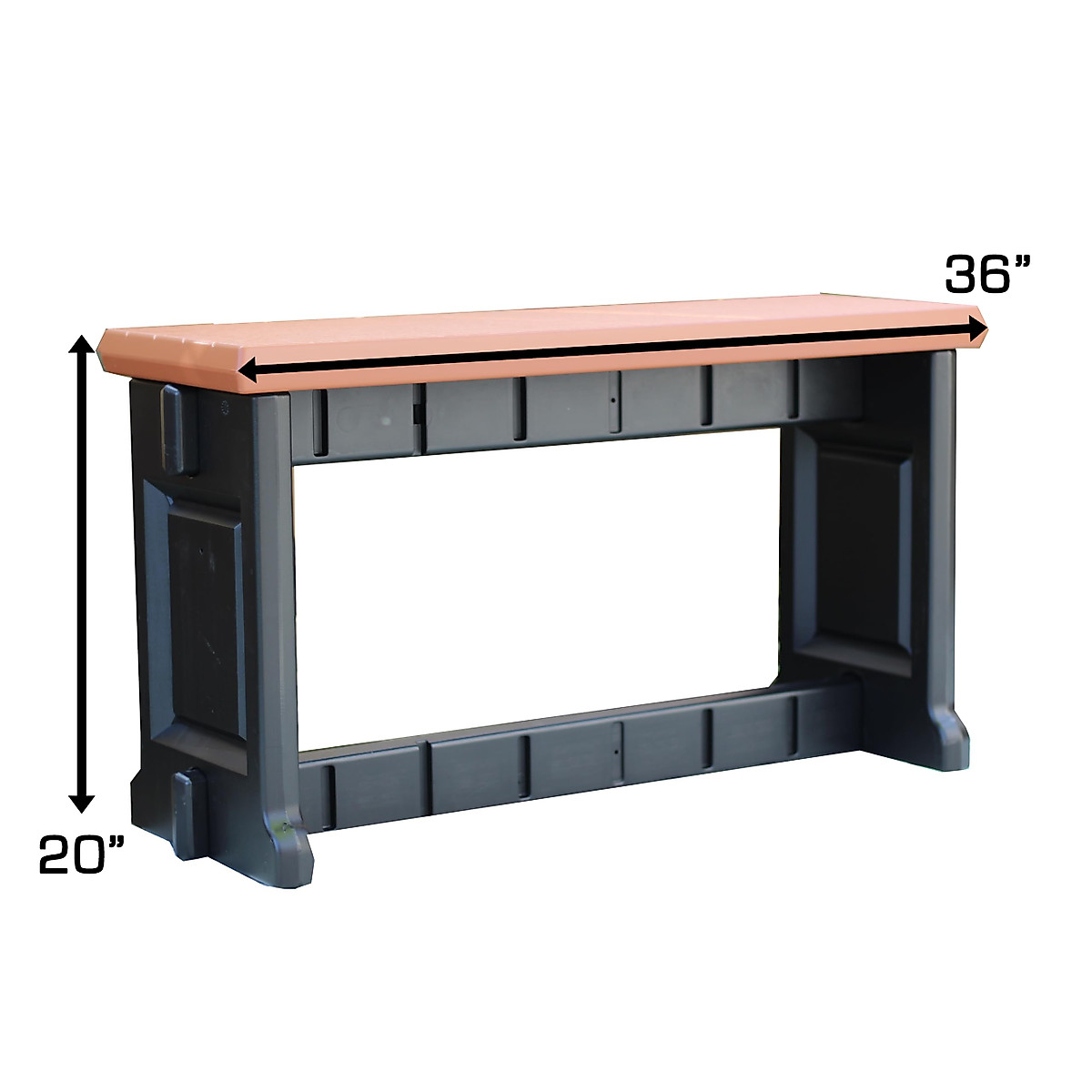 Leisure Accents Bench, Redwood Top with Black Sides, 1 Pack - Proudly Made in The USA, Click and Lock Hardware-Free Assembly, Durable and Stylish Outdoor Seating
