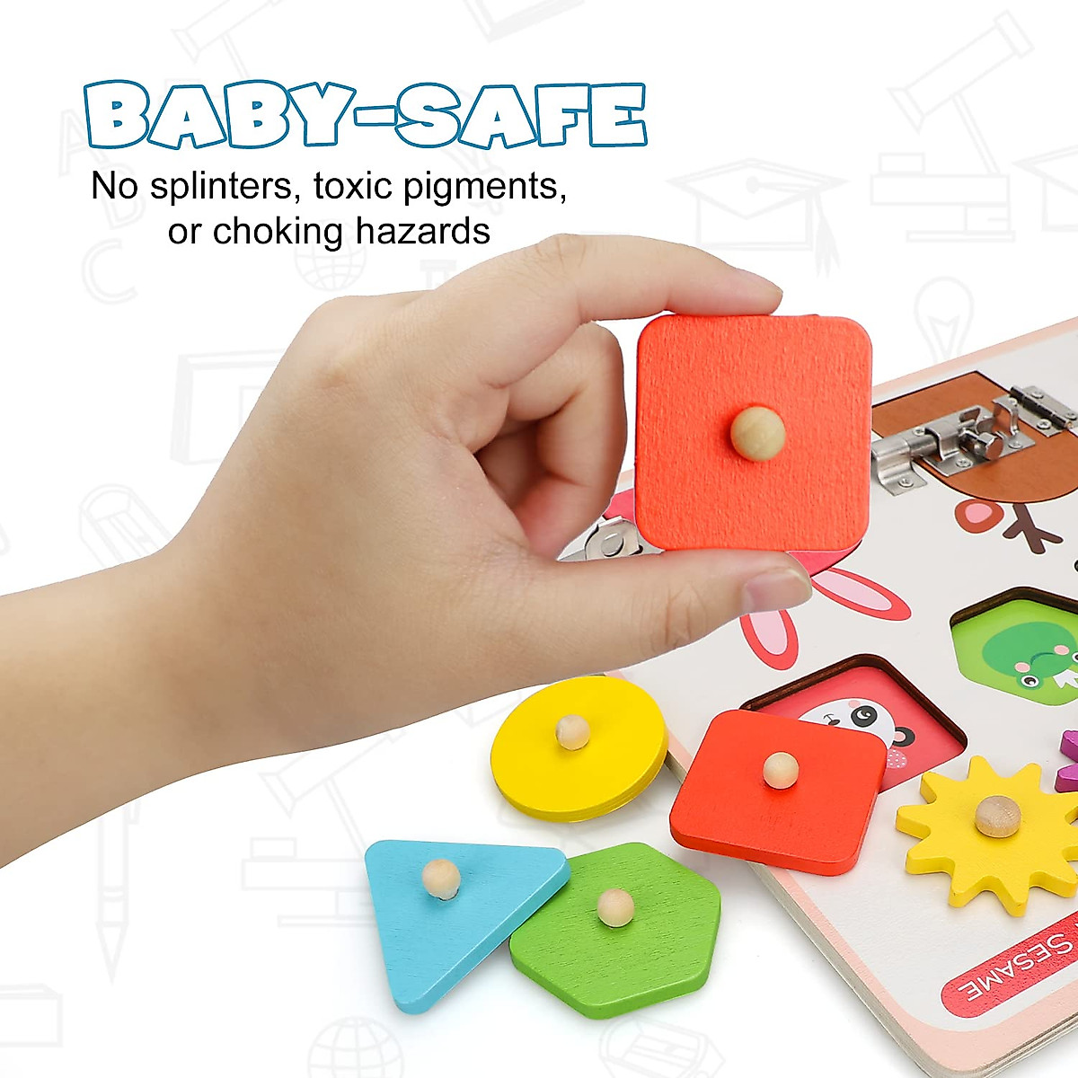 TOY Life Wooden Busy Board Montessori Toys for Toddlers Activity Board Sensory Toys for Toddlers 1-3 Busy Board for 1 Year Old Travel Toy Educational Activities Motor Skills Toys for Toddlers 1-3