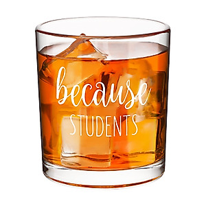 DAZLUTE Teacher Appreciation Gifts, Because Students Whiskey Glass for Men Teacher Male Professor Teachers Day Graduation Day Birthday Christmas, Best Teacher Gifts Thank You Gifts from Students, 10oz