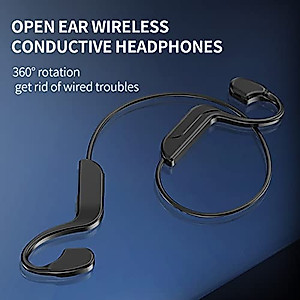 KAULUEDER Open Ear Conduction Headphones- V5.3 BluetoothSports Headphones- Built-in Microphone Waterproof Sweatproof Wireless Bluetooth Headset for Indoor/Outdoor/Hiking/Riding
