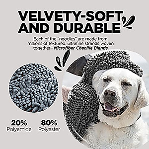 Soggy Doggy Super Shammy Dog Towel, Washable Microfiber Dog Towels for Drying Dogs and Cleaning Paws, Fast-Drying Dog Bath Towel with Hand Pockets, Gray/Gray Trim, 31 x 14 Inches