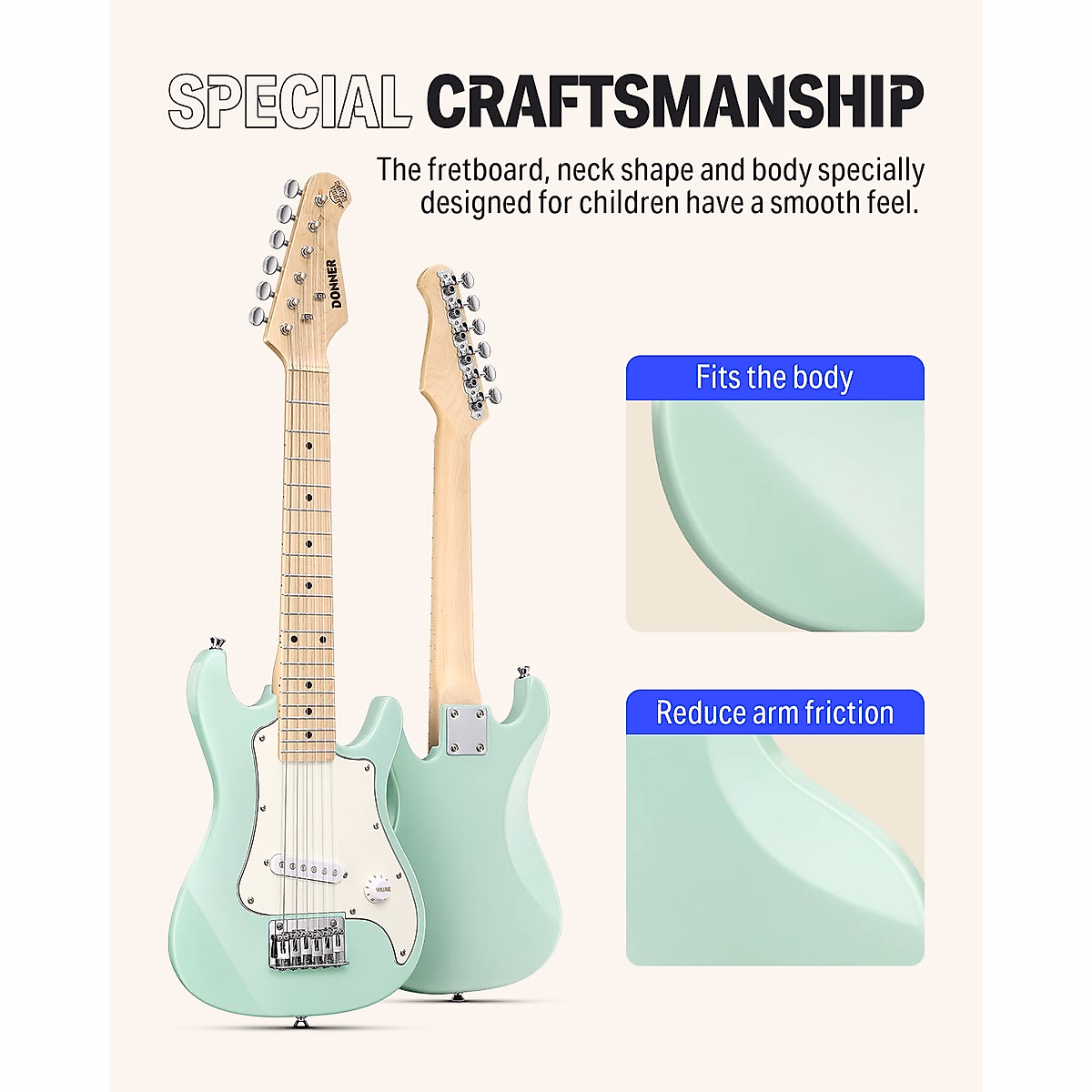 Donner 30 Inch Junior Electric Guitar Beginner Kit ST Style Mini Electric Guitar Starter Package for Teens with Amp, 600D Bag, Tuner, Picks, Cable, Strap, Extra Strings DSJ-100