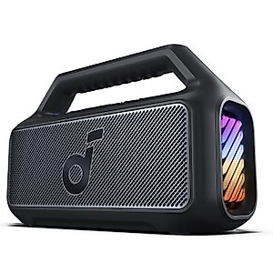 Soundcore Boom 2 Outdoor Speaker, 80W, Subwoofer, BassUp 2.0, 24H Playtime, IPX7 Waterproof, Floatable, RGB Lights, USB-C, Custom EQ, Bluetooth 5.3, Portable for Outdoors, Camping (Renewed)