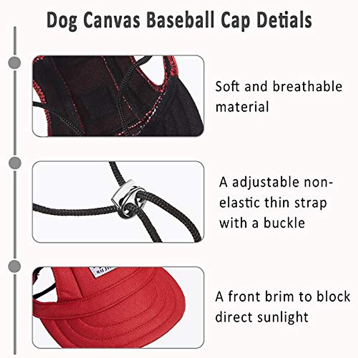 4 Pieces Dog Visor Hats Dog Baseball Hats Pet Sun Protection Hats Outdoor Sports Hats with Ear Holes Pet Baseball Hats with Adjustable Chin Strap for Extra Small Dogs