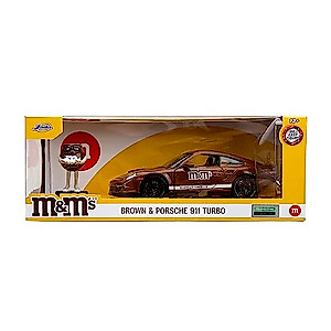 M&M's 1:24 Porsche 911 Turbo Die-Cast Car & 2.75" Brown Figure, Toys for Kids and Adults