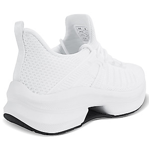 Makodax Womens Athletic Shoes Mesh Sneakers Lightweight Tennis Sports Breathable Walking Shoes,White,US 8