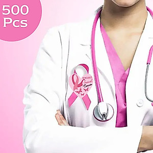 Breast Cancer Awareness Stickers 2 Inch Pink Heart Shaped Official Breast Cancer Hope Sticker for Women Girls,Charity Public Fundraising Favors Party Supplies 500 Pcs