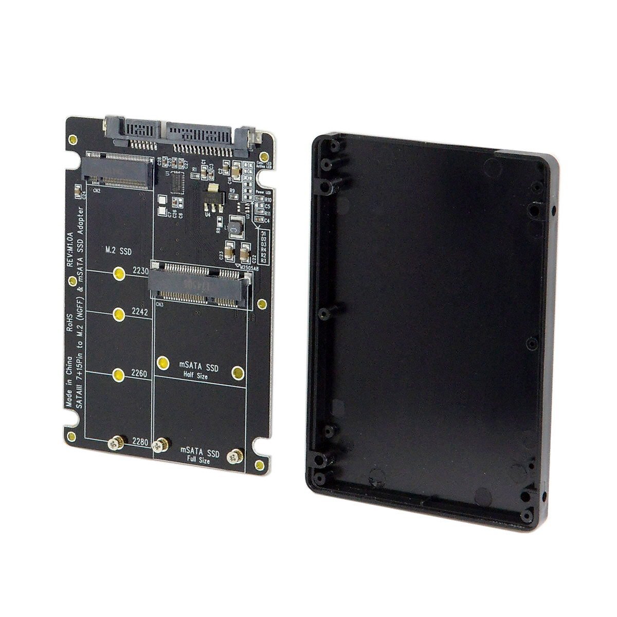 CableCC 2 in 1 Combo M.2 NGFF B-key & mSATA SSD to SATA 3.0 Adapter Converter Case Enclosure
