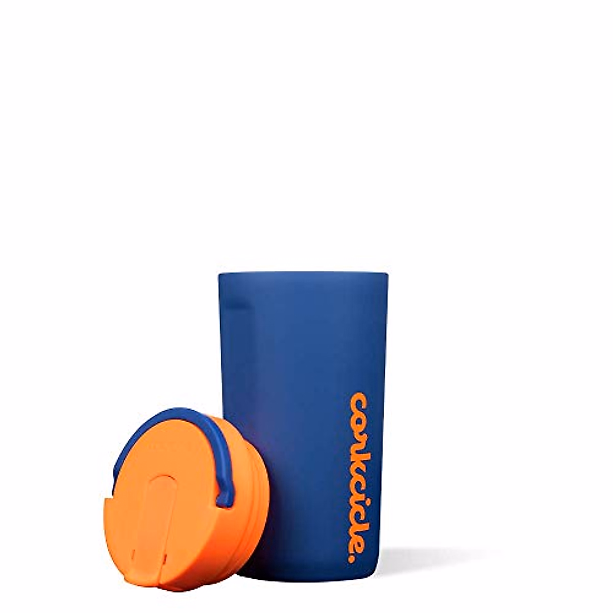Corkcicle. Kids Tumbler Triple Insulated Stainless Steel Travel Mug, Easy Grip, Non-Slip Bottom, Keeps Beverages Cold for 18 Hours and Hot for 3 Hours, 12 oz, Electric Navy