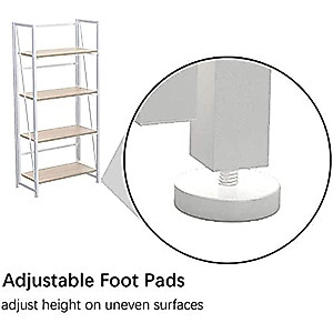 GHQME No-Assembly Folding Bookshelf Storage Shelves 4 Tiers Vintage Multifunctional Plant Flower Stand Storage Rack Shelves Bookcase for Home Office (White)